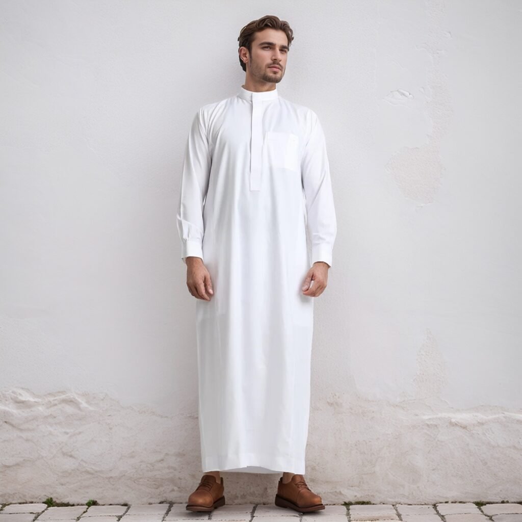 Plain White Men's Thobe - Men Thobes UK