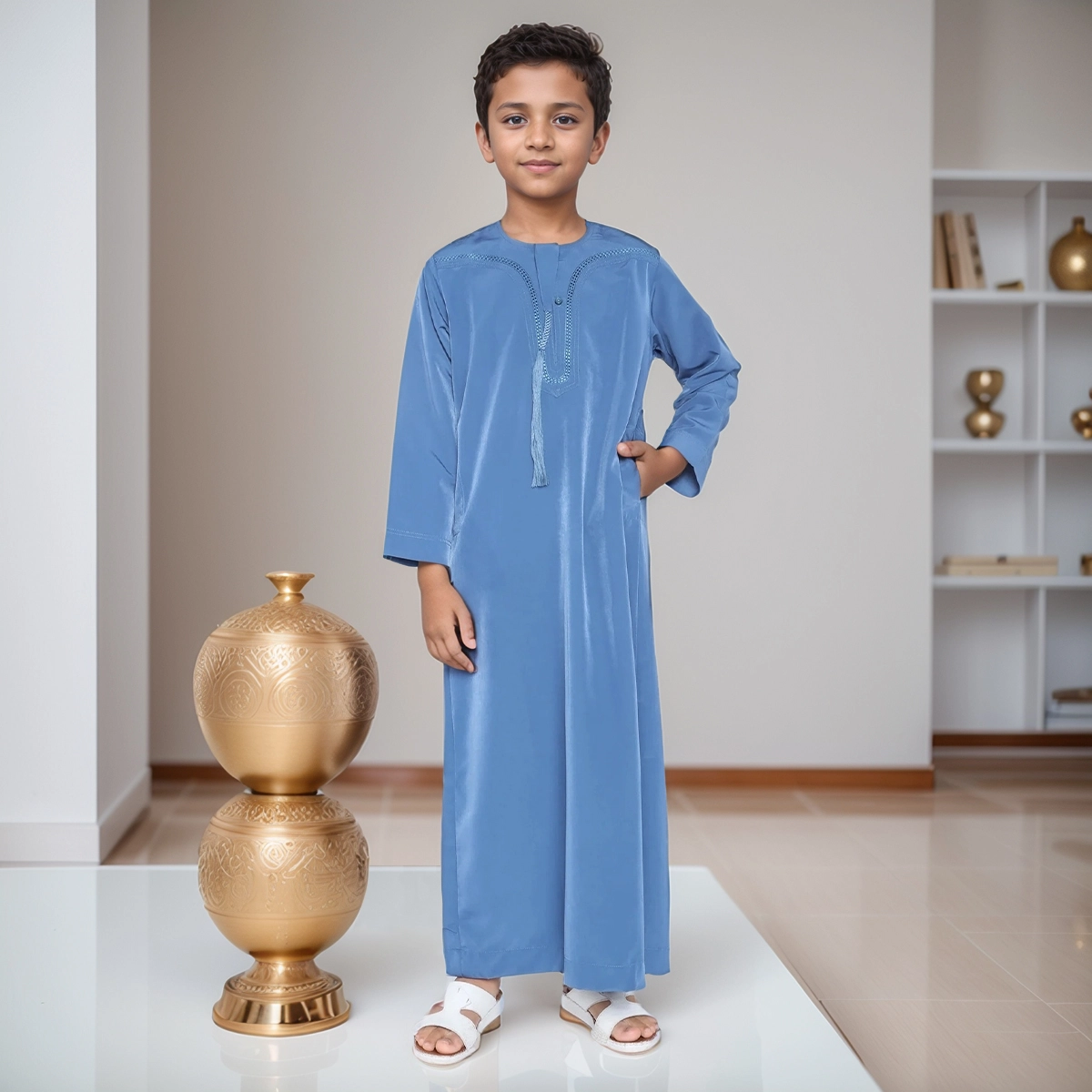 Faded Blue Omani toddler boy thobe