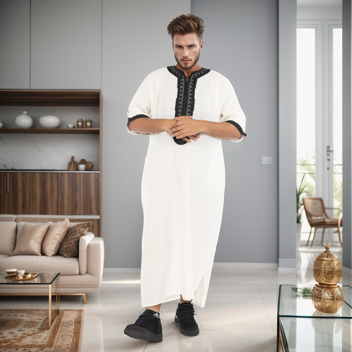 Cream moroccan mens thobes bradford